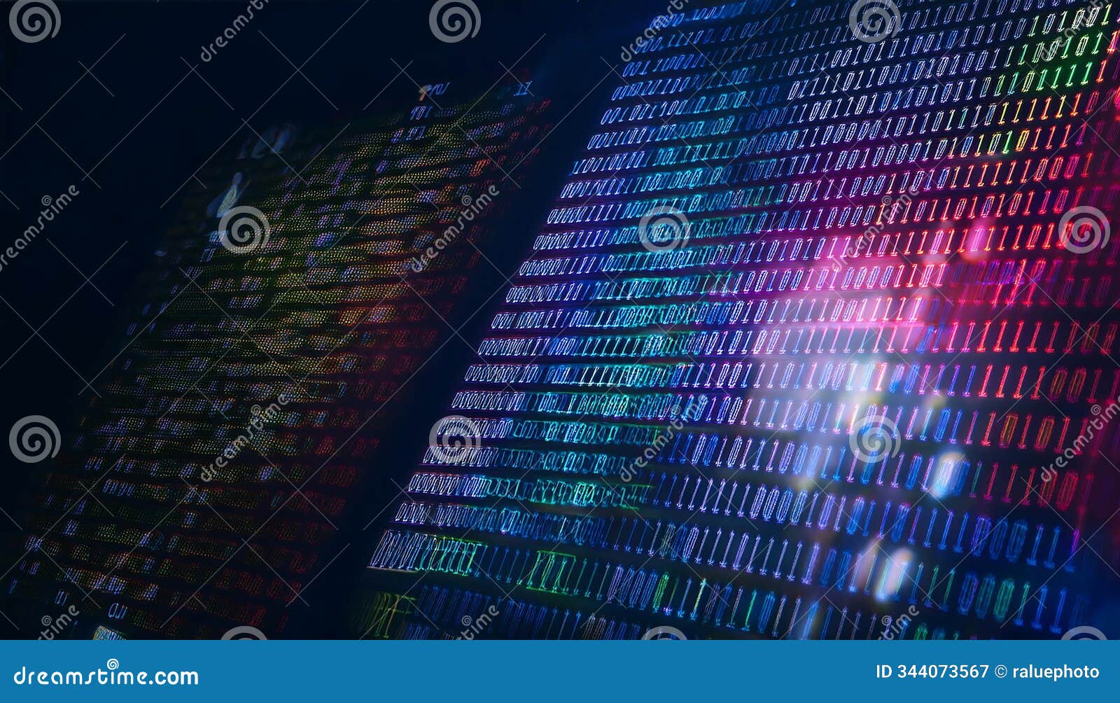 Binary Code 101 Appears Brightly on a Dark Background with Flowing 1s ...