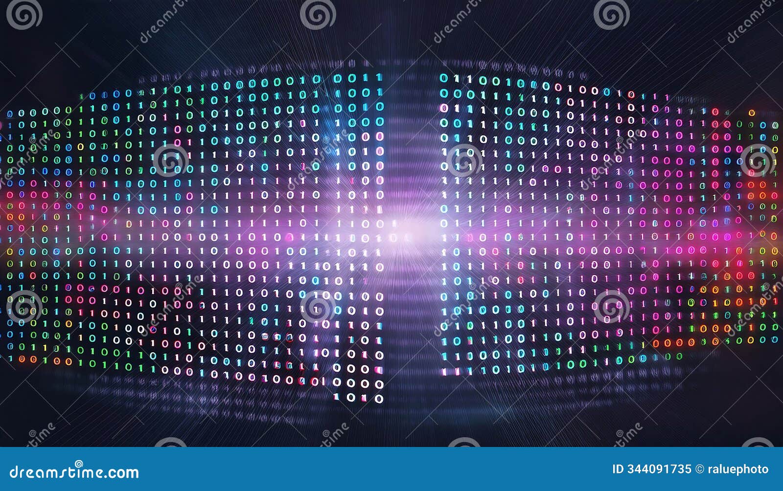 Binary Code 101 Appears Brightly on a Dark Background with Flowing 1s ...