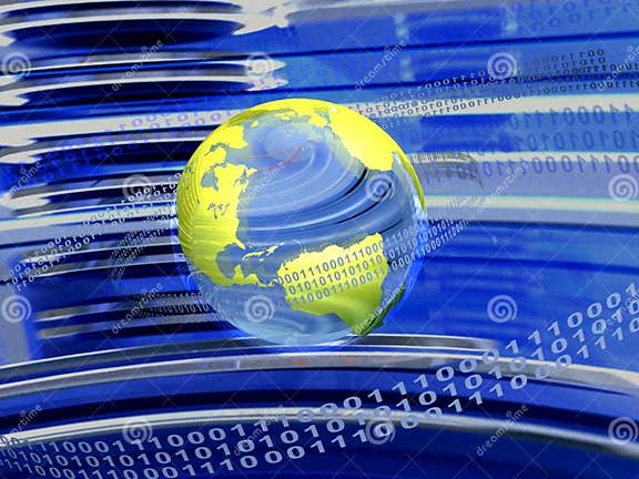 Binary Code Around the World Stock Illustration - Illustration of work ...