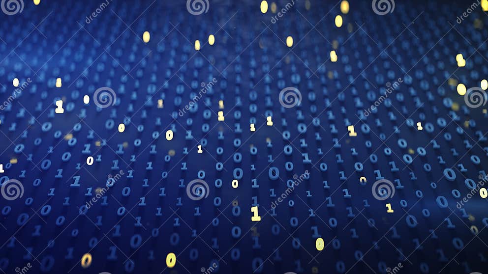Binary Code Array with Glowing Blue Symbols 3D Render Stock Illustration - Illustration of ...