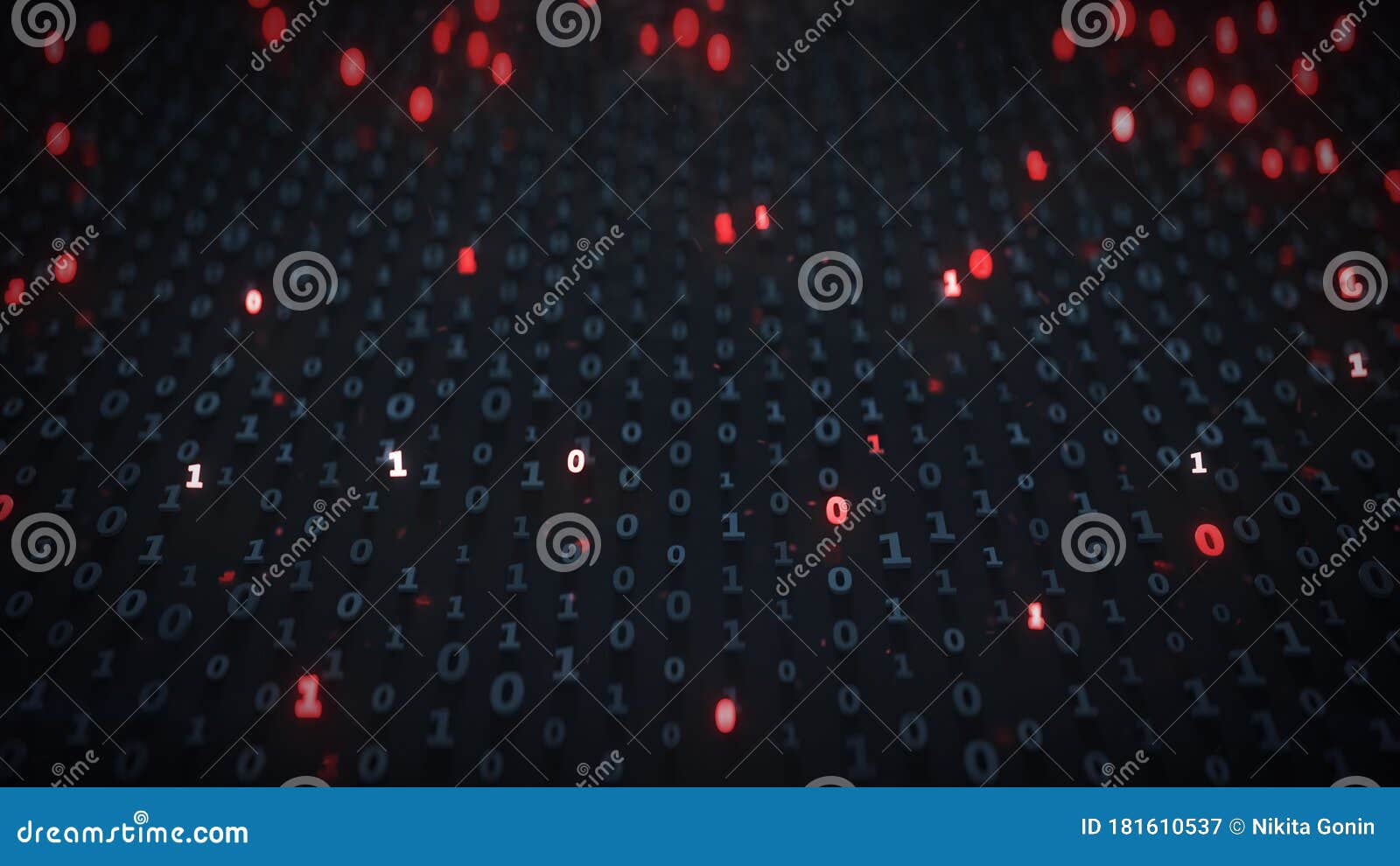 Binary Code Array with Zeros and Ones 3D Render Stock Illustration - Illustration of black, data ...
