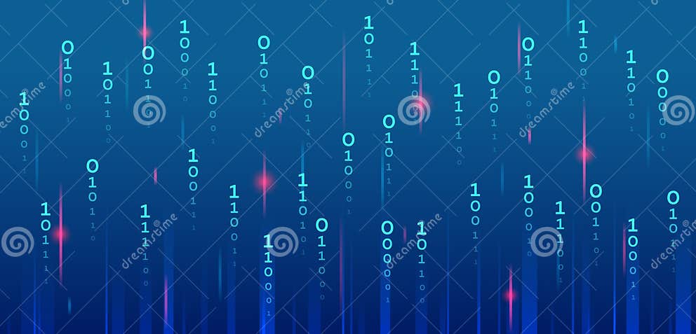 Binary Code Artificial Intelligence Program Code Computer Background Of Numbers Flying Data