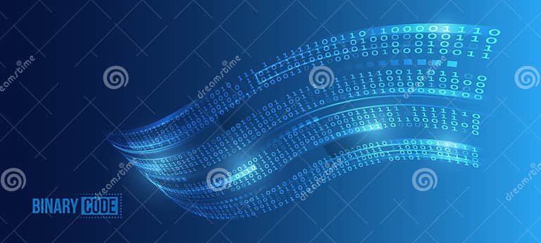 Binary Code, Artificial Intelligence. Program Code. Computer Background of Numbers. Flying Data ...