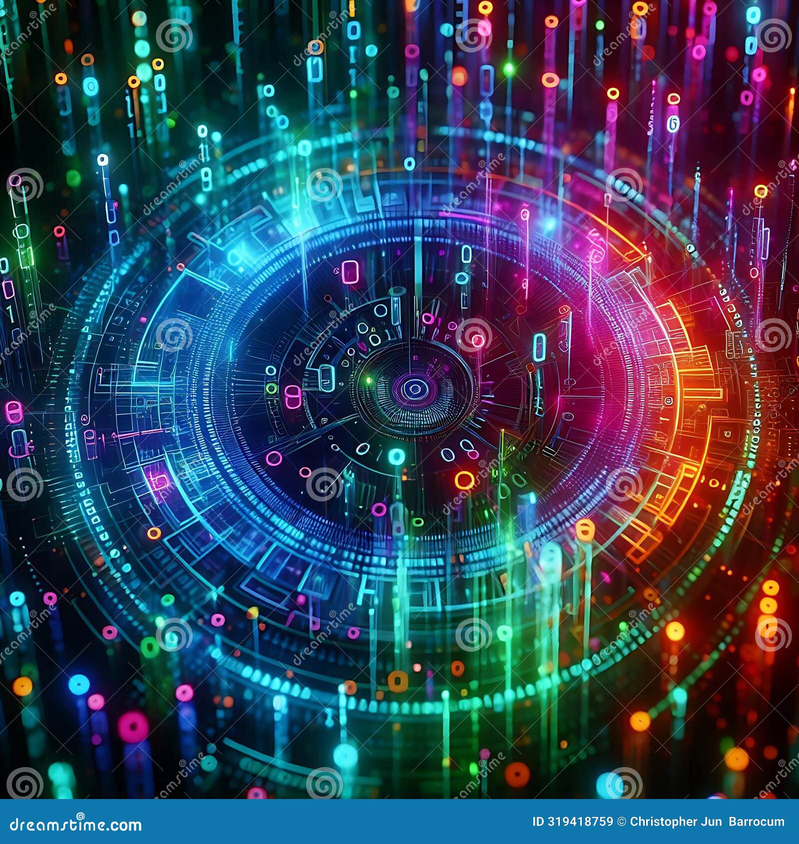 Binary Code As a Form of Digital Art Circle Stock Illustration ...