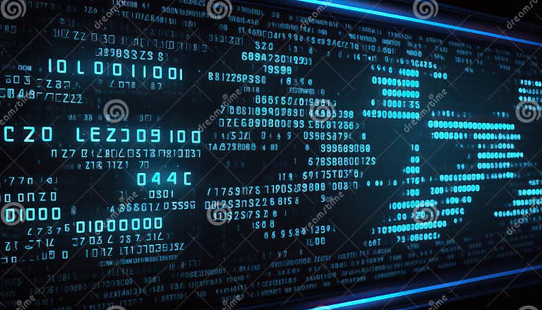 Abstract Image of Binary Code.background with Glowing Neon Characters ...