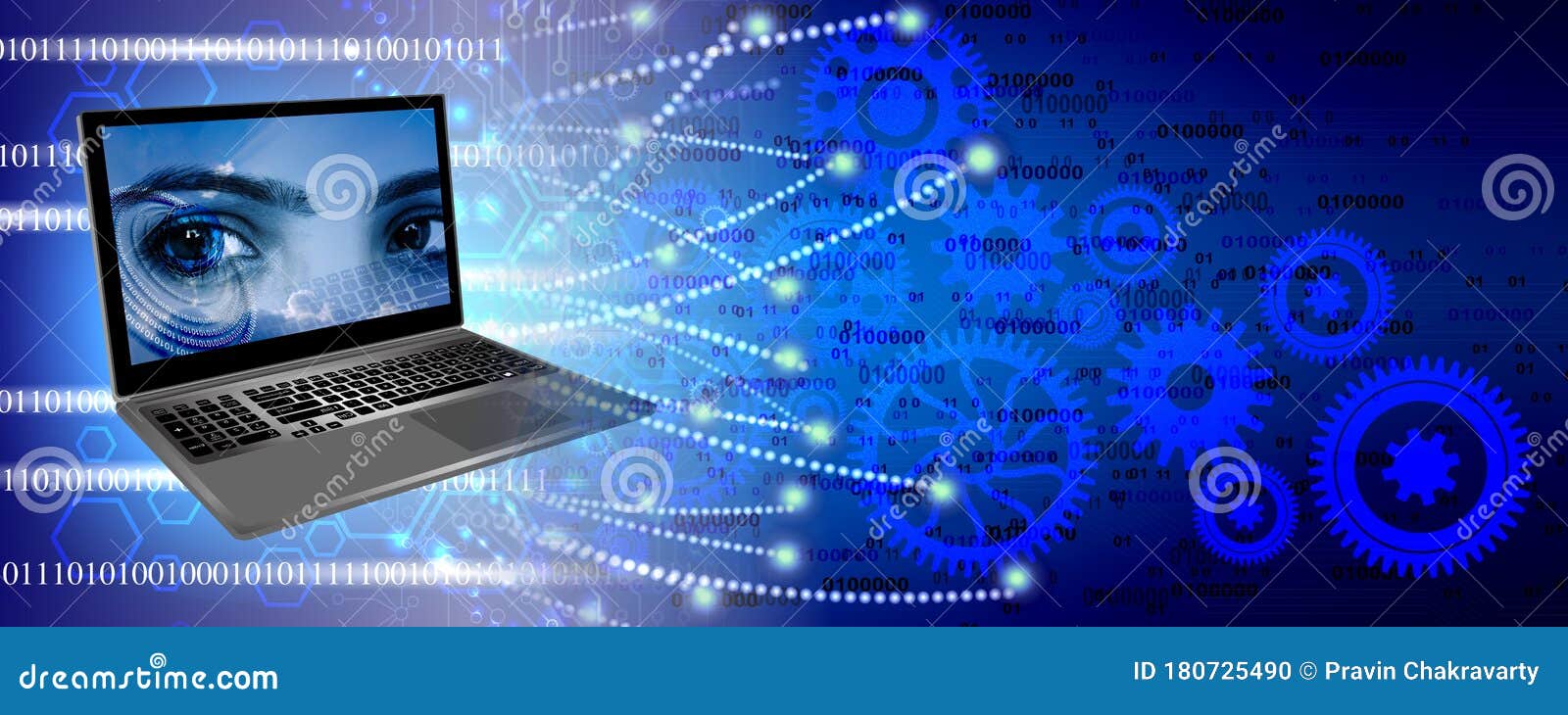 Binary Code Background, Artificial Intelligence Digital Eye Abstract ...