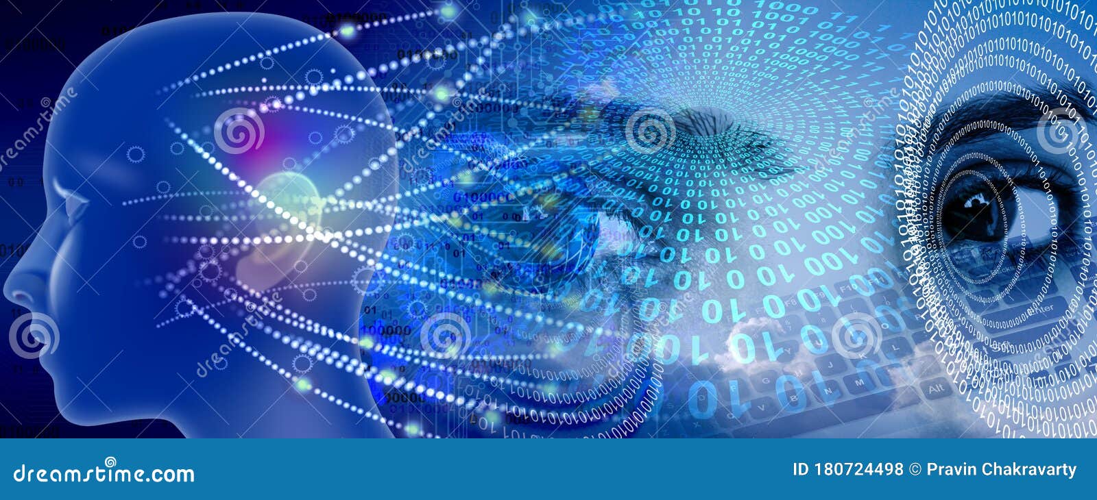 Binary Code Background, Artificial Intelligence Digital Eye Abstract ...