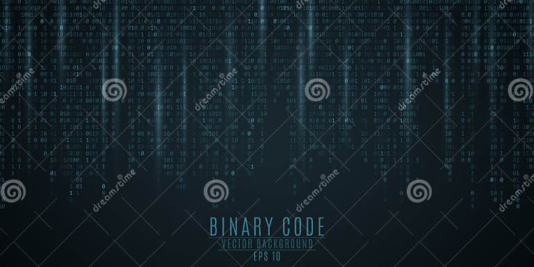 Binary Code Background. Blue Glow. Falling Figures. Blurring of Figures ...