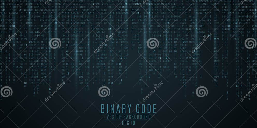 Binary Code Background. Blue Glow. Falling Figures. Blurring of Figures ...
