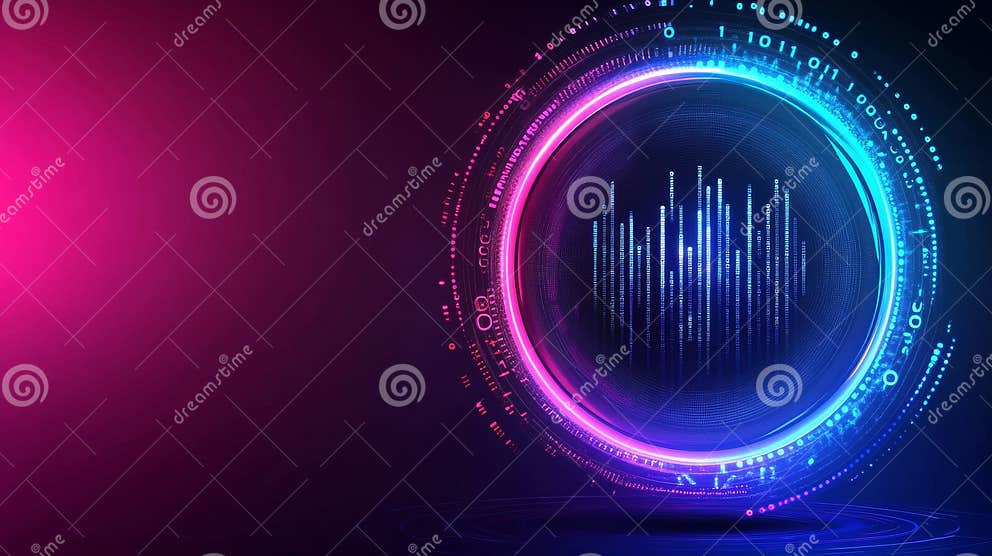 Binary Code Background with Bokeh Lights of a Software Developer. Abstract Technology Background ...