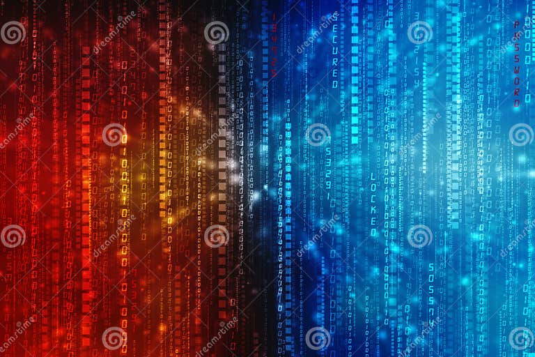 Flowing Number One and Zero Text in Binary Code Format in Technology Background Stock ...