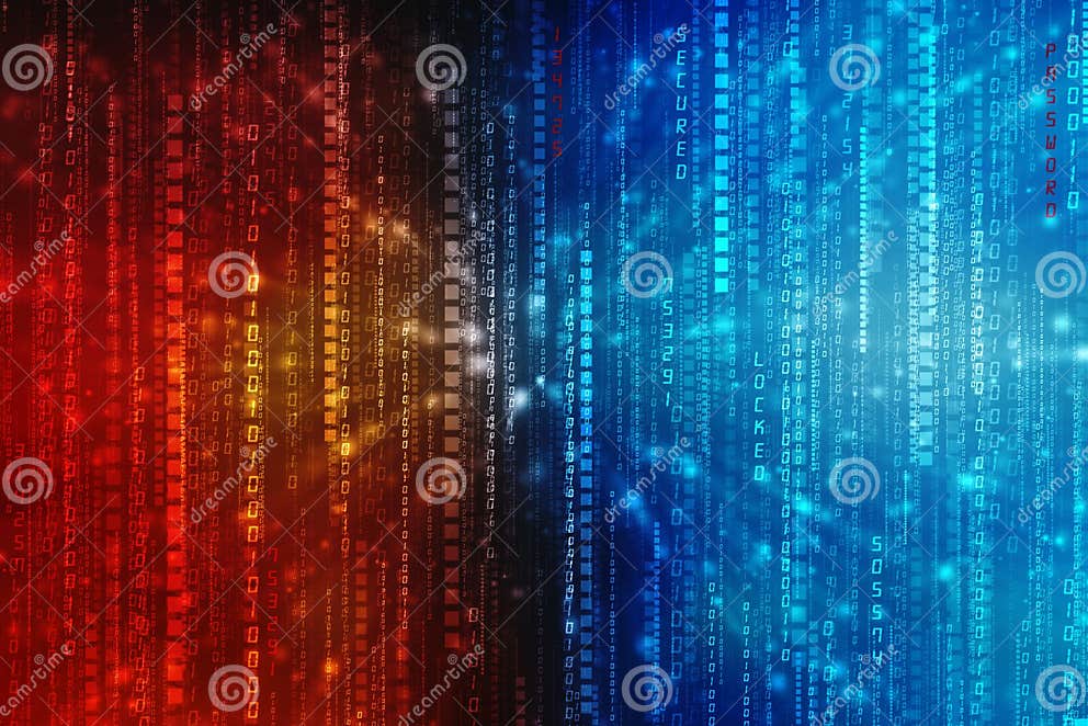 Flowing Number One and Zero Text in Binary Code Format in Technology Background Stock ...