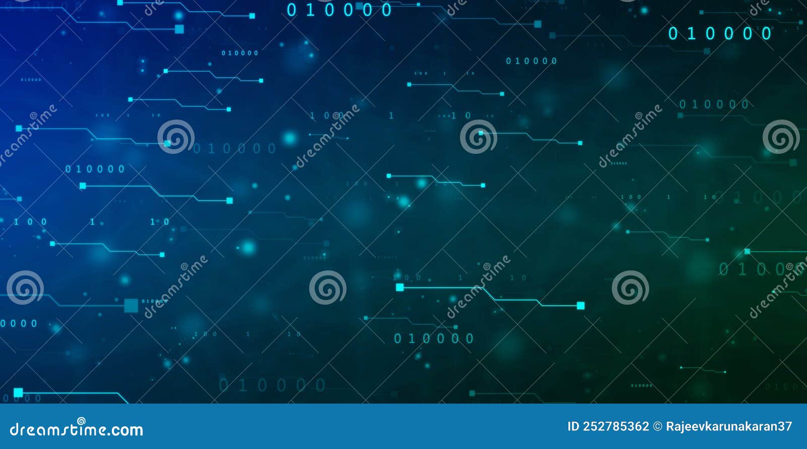 Flowing Number One and Zero Text in Binary Code Format in Technology Background Stock Photo ...