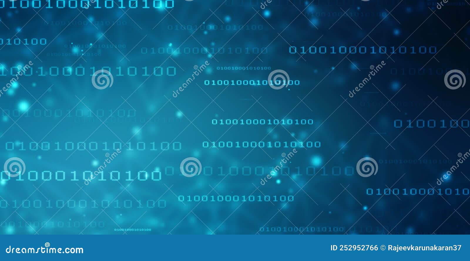 Flowing Number One and Zero Text in Binary Code Format in Technology Background. Stock ...