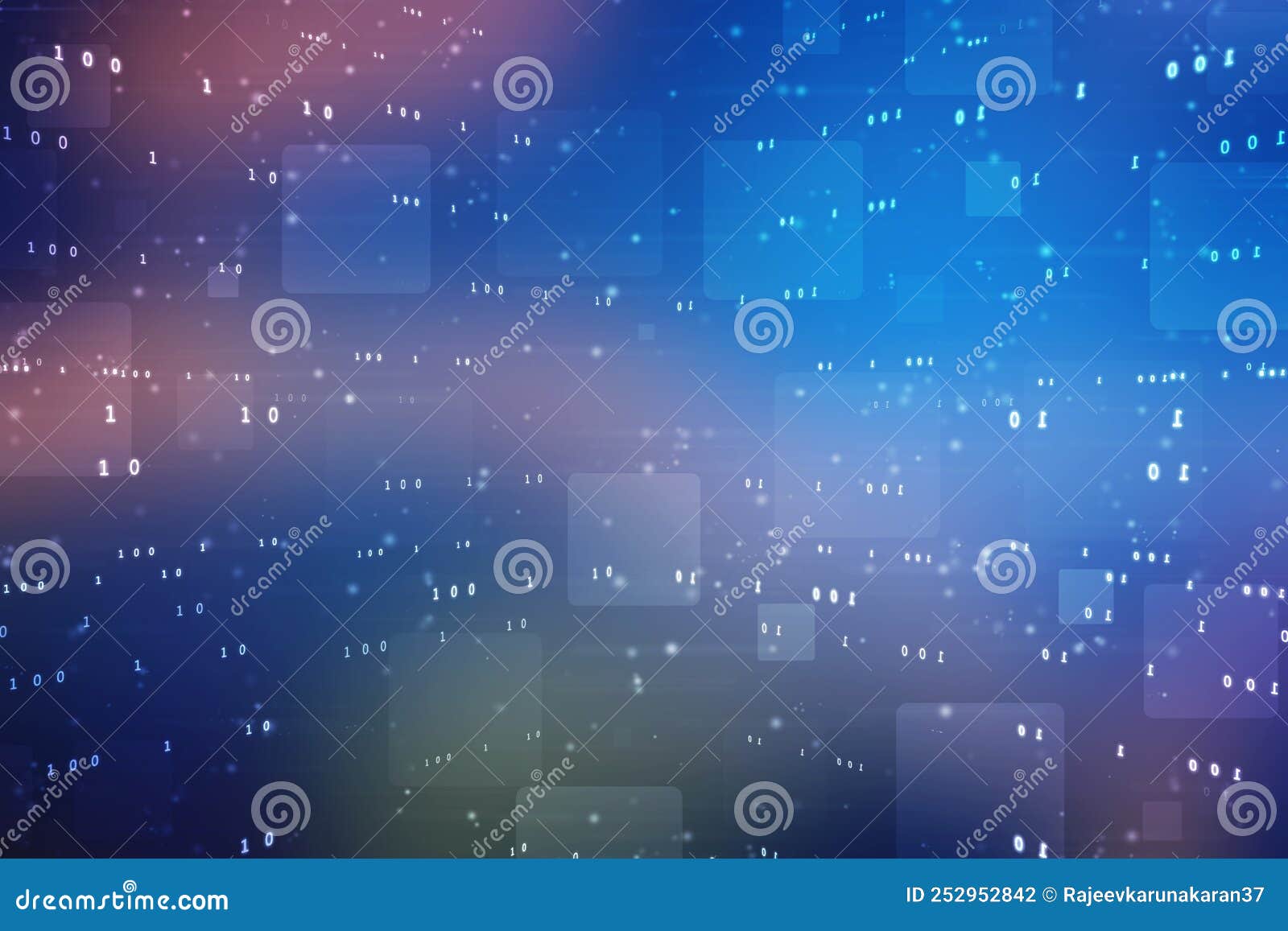 Flowing Number One and Zero Text in Binary Code Format in Technology ...