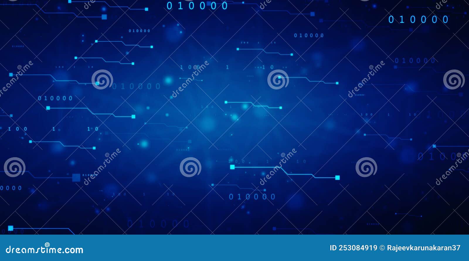 Flowing Number One and Zero Text in Binary Code Format in Technology ...