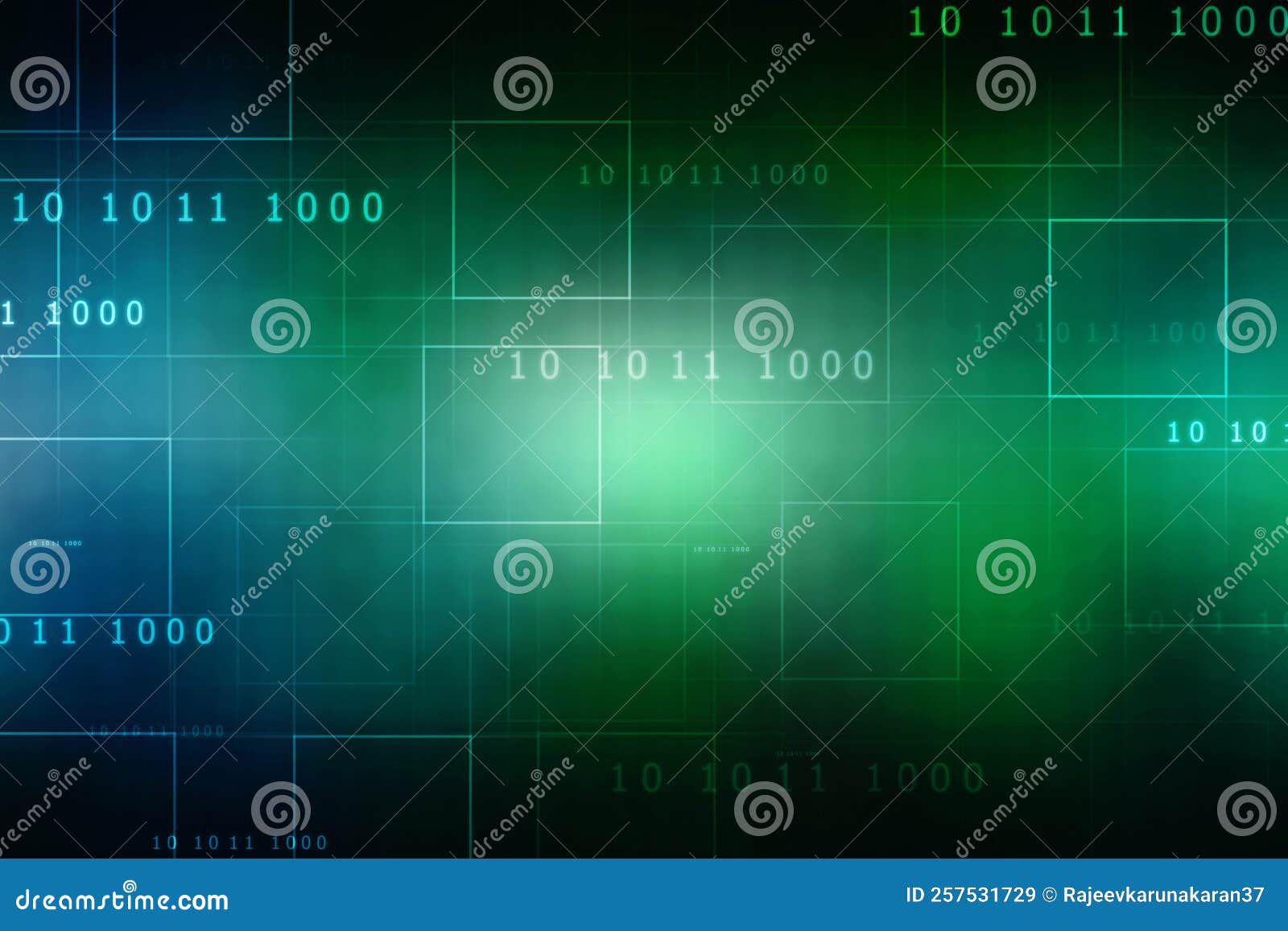 Flowing Number One and Zero Text in Binary Code Format in Technology Background. Stock ...