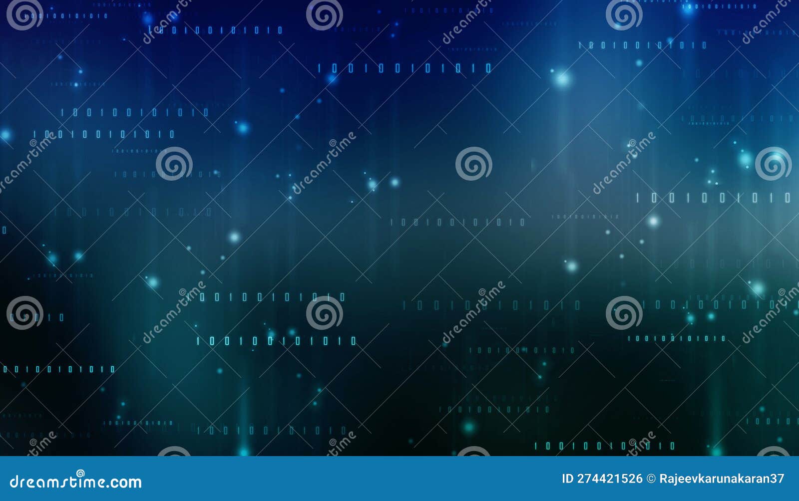Flowing Number One and Zero Text in Binary Code Format in Technology ...