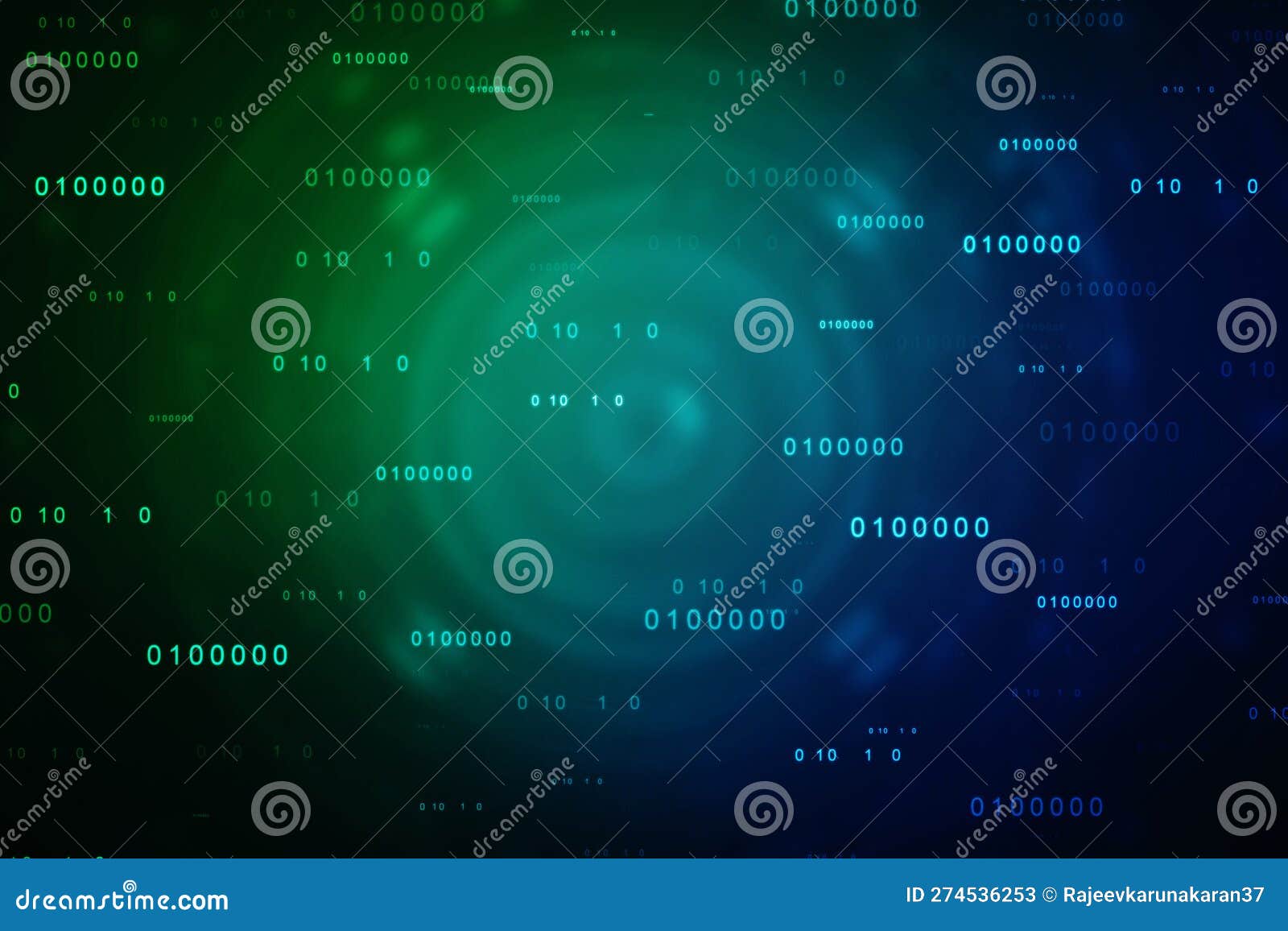 Flowing Number One And Zero Text In Binary Code Format In Technology