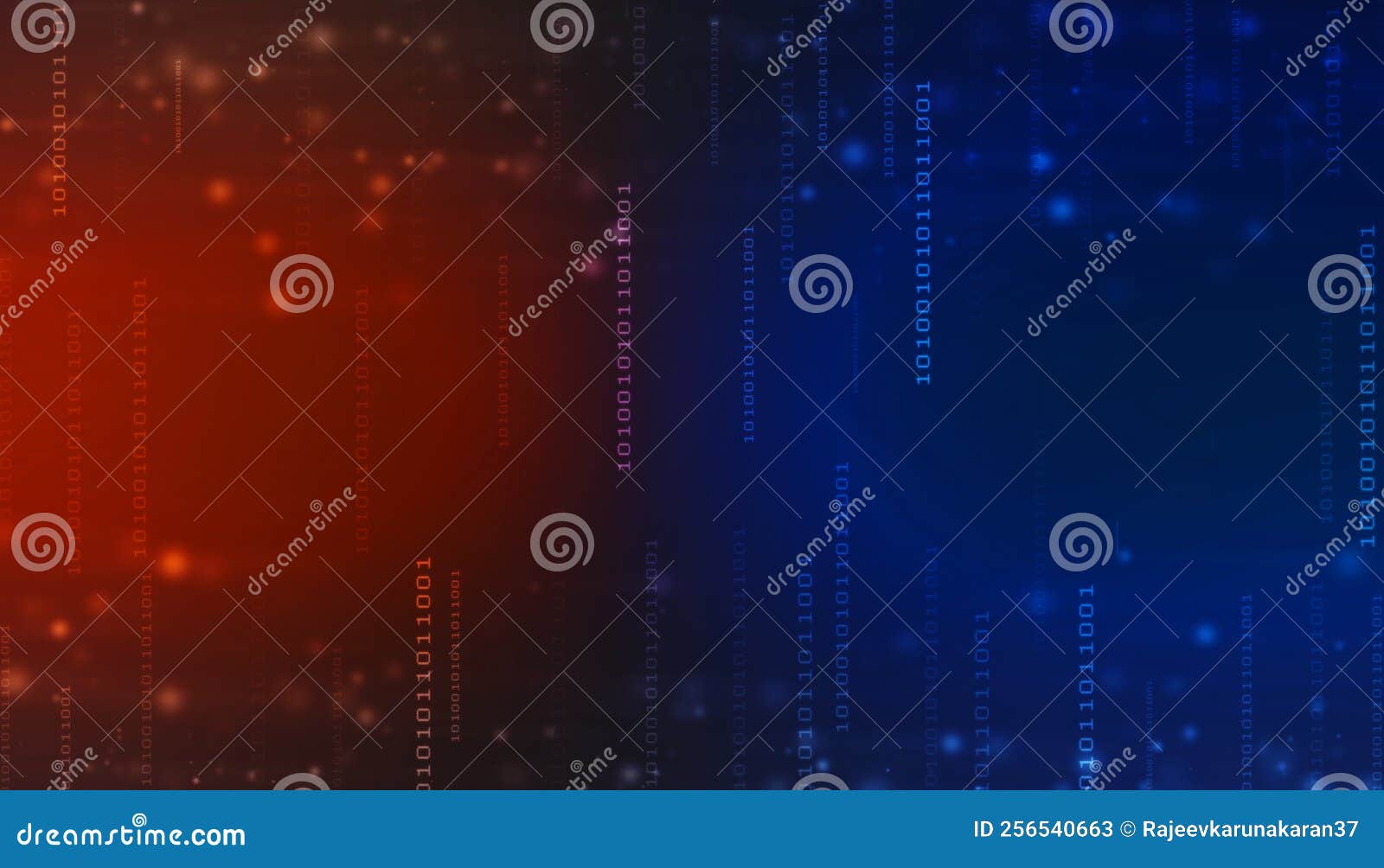 Flowing Number One and Zero Text in Binary Code Format in Technology Background. Stock ...