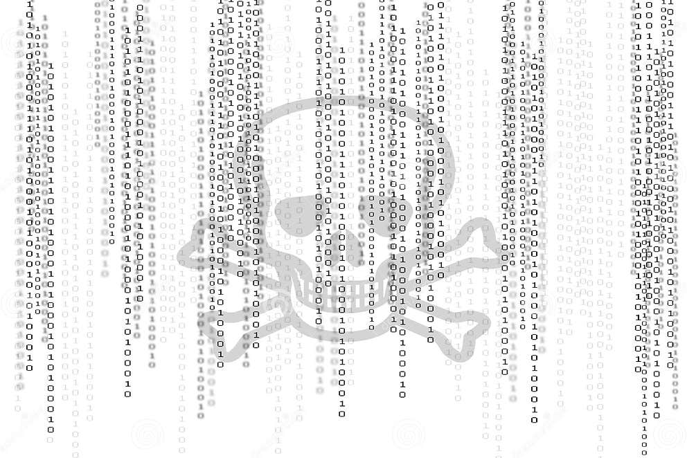 Binary Code Background with Pirate Skull. Network Ransomware, Piracy Concept Stock Illustration ...