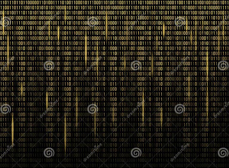 Binary Code Background. Yellow Program Code in Matrix Style Stock ...