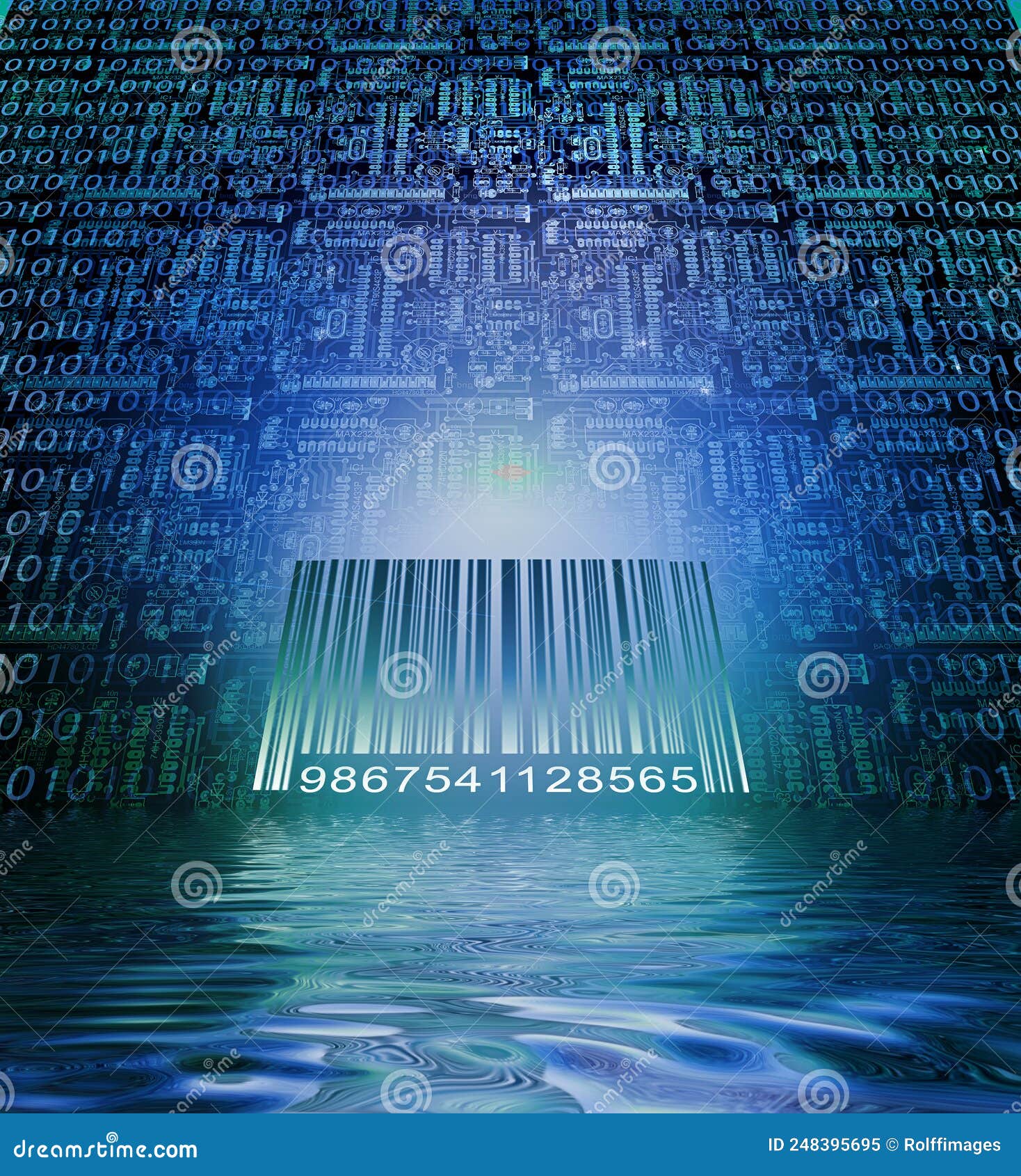 Binary code and barcode stock illustration. Illustration of ...