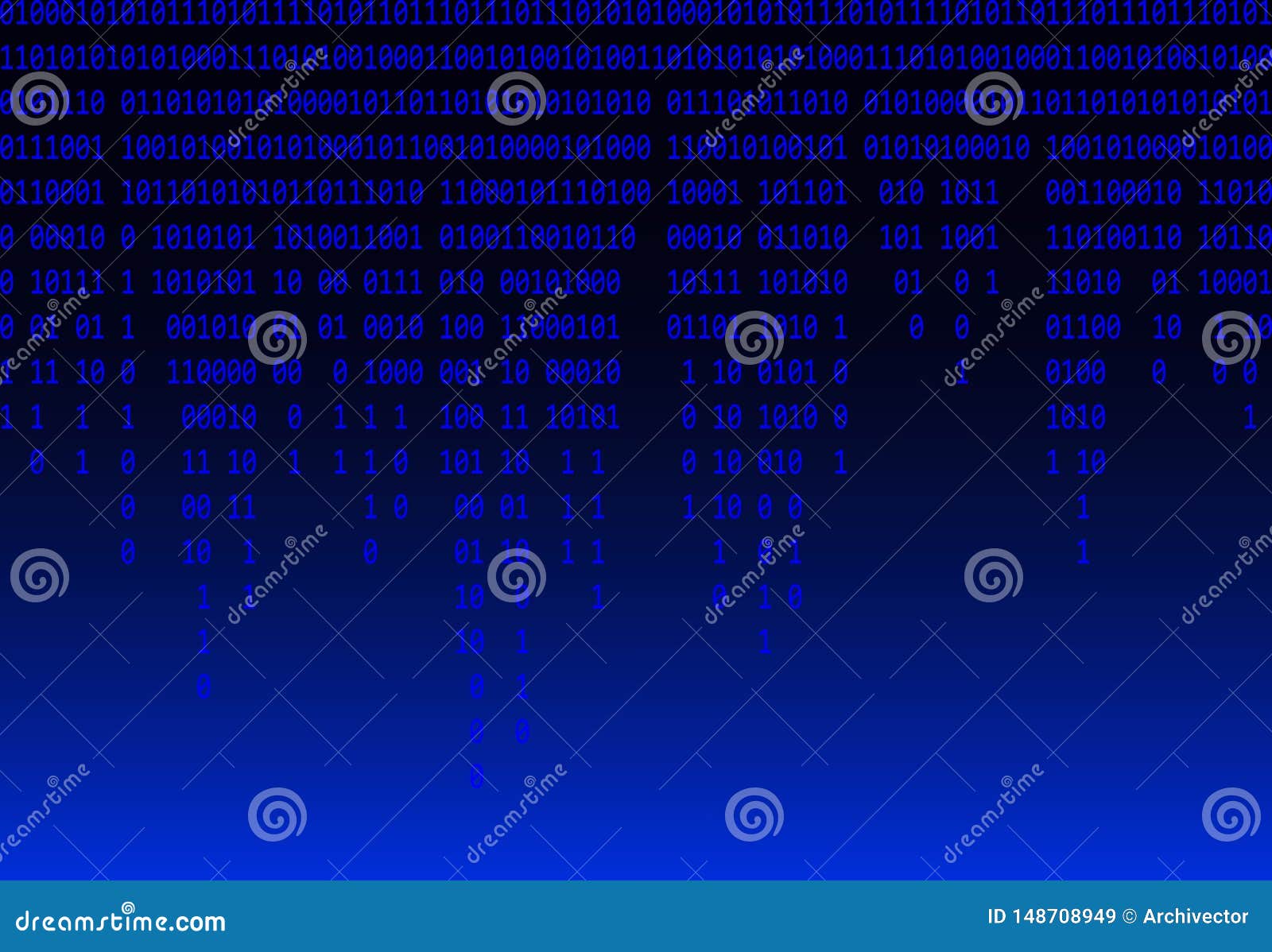 Binary Code Falling Blue Background Stock Vector - Illustration of ...