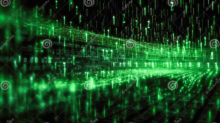 Binary Code on Black Background, Computer Generated Abstract Background Stock Illustration ...