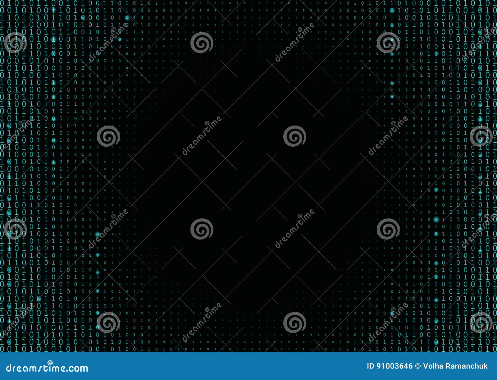 Binary Code Black and Cyan Blue Background. Stock Illustration ...