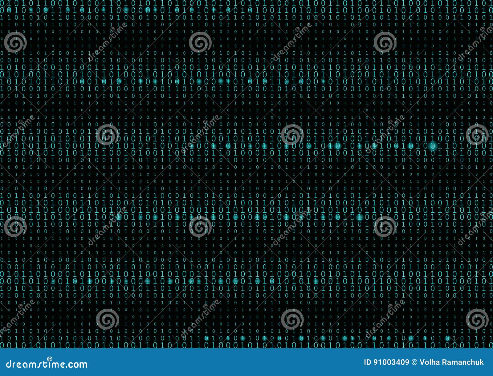Binary Code Black and Cyan Blue Background. Stock Vector - Illustration ...