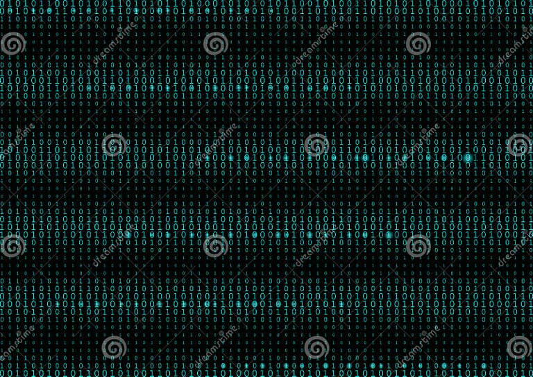 Binary Code Black and Cyan Blue Background. Stock Vector - Illustration ...
