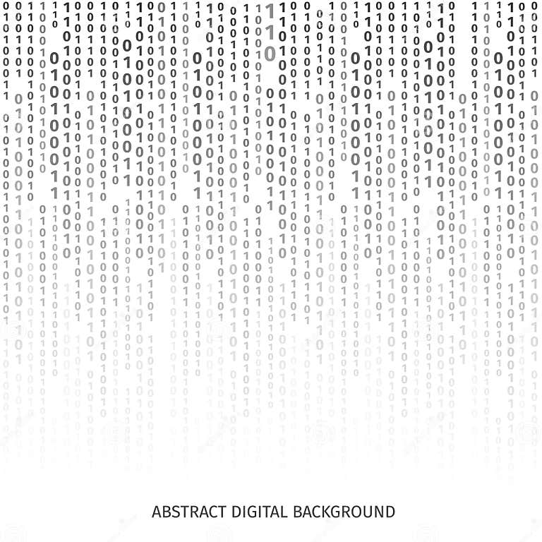 Binary Code Black and White Background with Digits Stock Vector ...