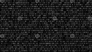 Binary Code Black and White Background with Digits on Screen. Format 16 ...