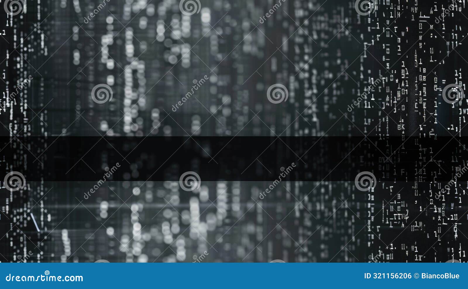 Binary Code Black and White Background with Falling Binary Code AIG535 Stock Illustration ...