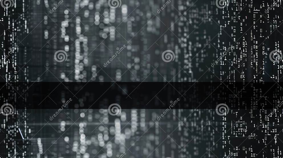 Binary Code Black and White Background with Falling Binary Code AIG535 Stock Illustration ...