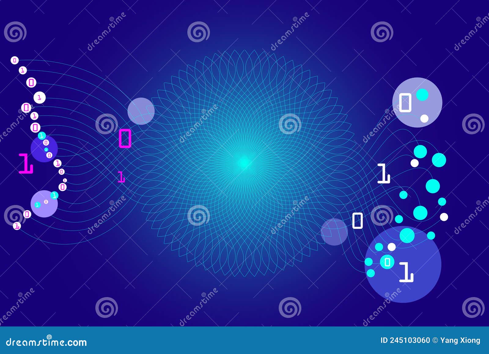 Binary Code with Blue Background. Big Data Background with Colorful ...