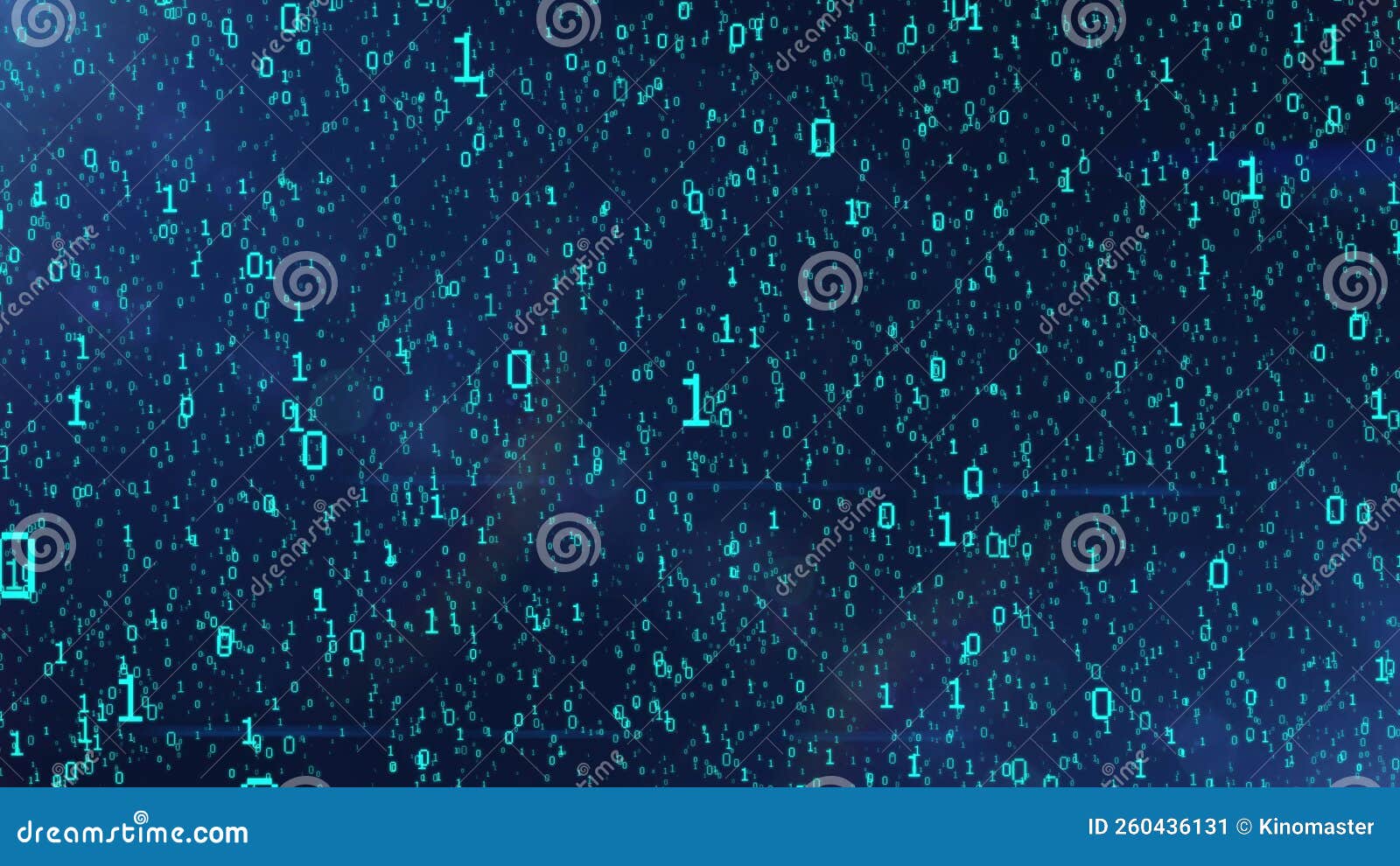 Binary Code Blue Background with Digits on Screen. Concept of Mining Cryptocurrency and Bitcoin ...