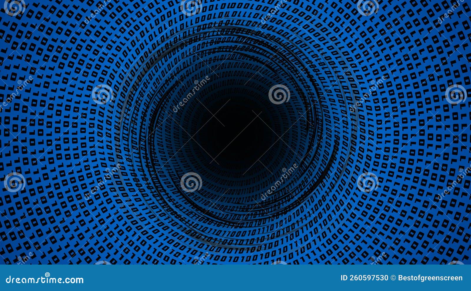 Binary Code on Blue Background Pulled into Black Hole Stock ...