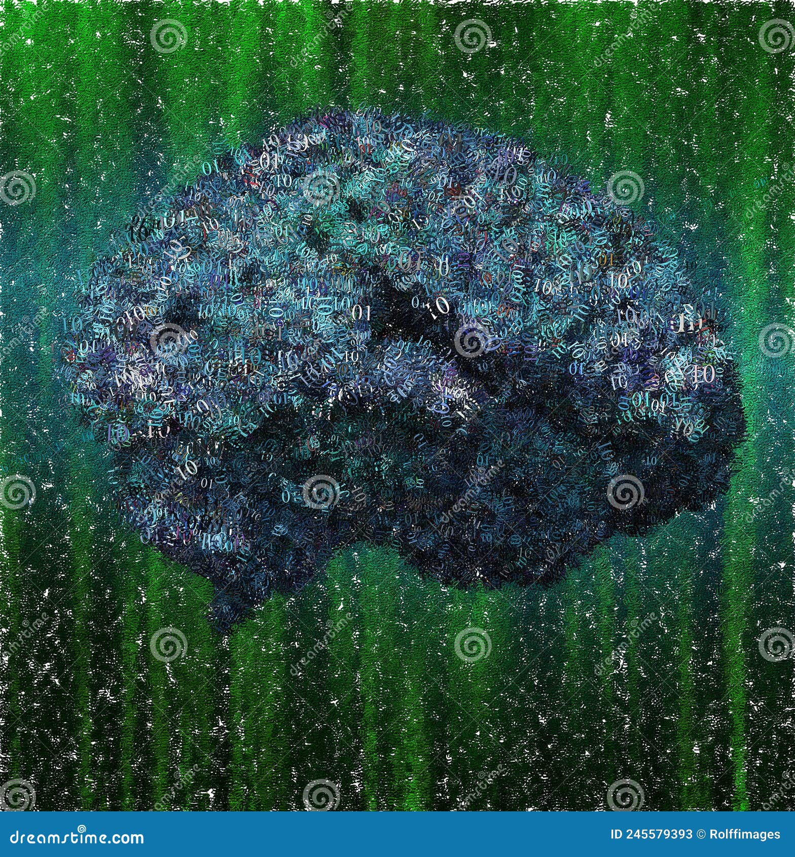 Binary code brain stock illustration. Illustration of human - 245579393