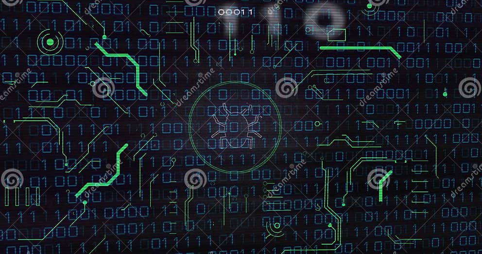 Binary Code and Bug Icon, Cybersecurity Threat Detection Image Stock Illustration - Illustration ...
