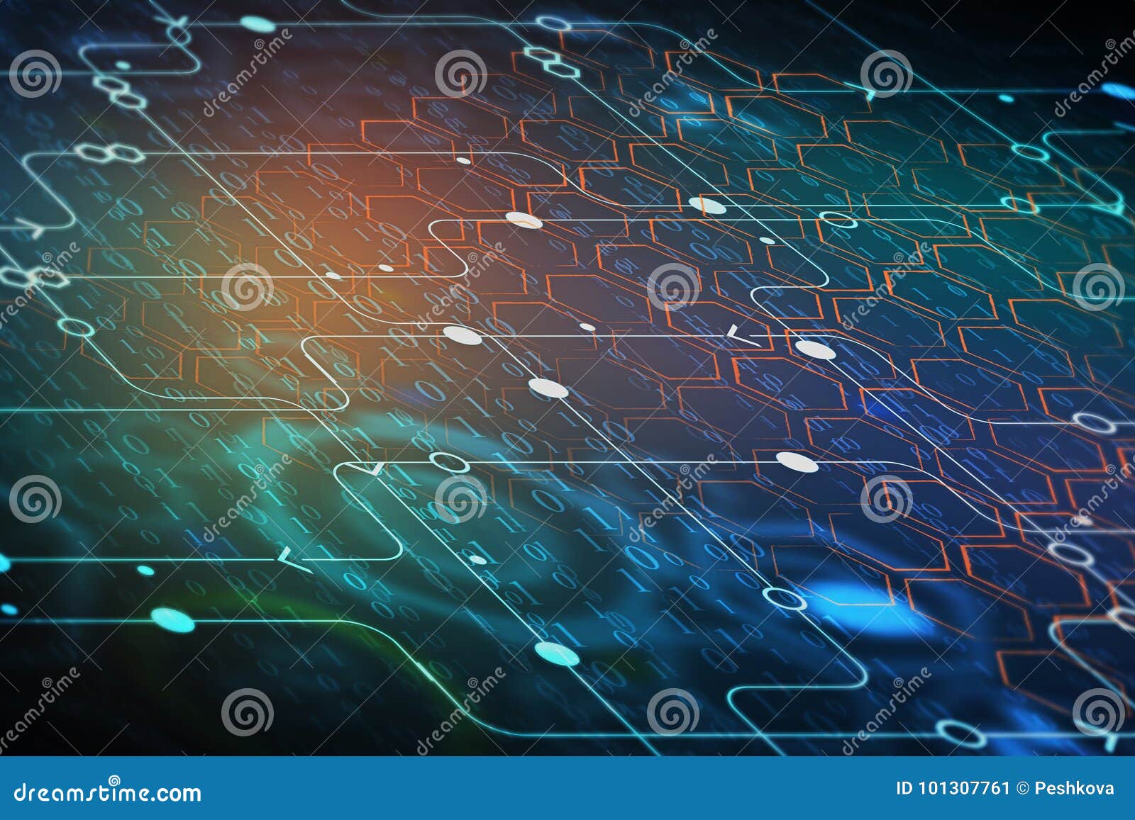 Binary Code and Circuit Backdrop Stock Illustration - Illustration of ...