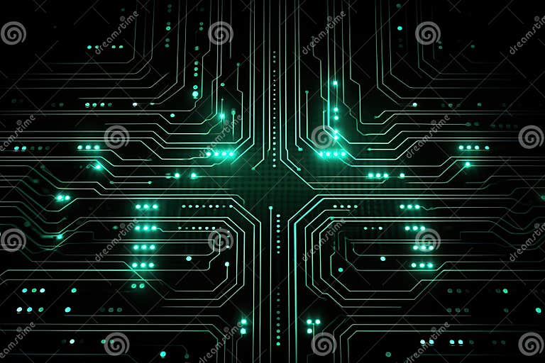 Binary Code Circuit Board Background In Green And Black Colors Stock Illustration Illustration