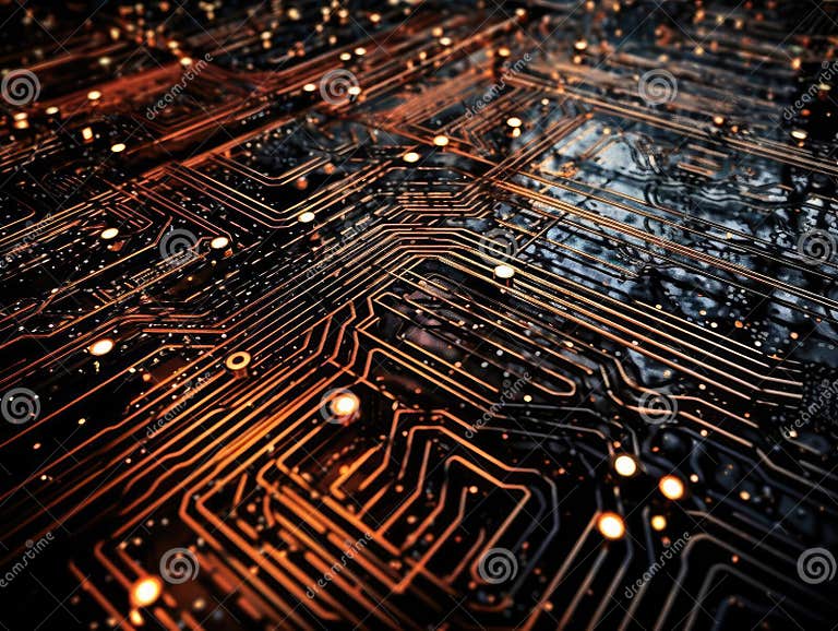 Binary Code And Circuitry In Virtual Space Stock Illustration 4396