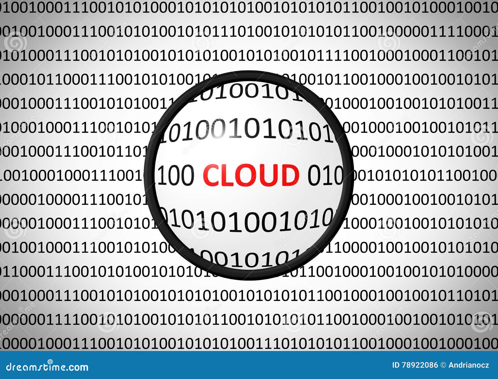 Binary Code with CLOUD and Magnifying Lens Stock Illustration ...