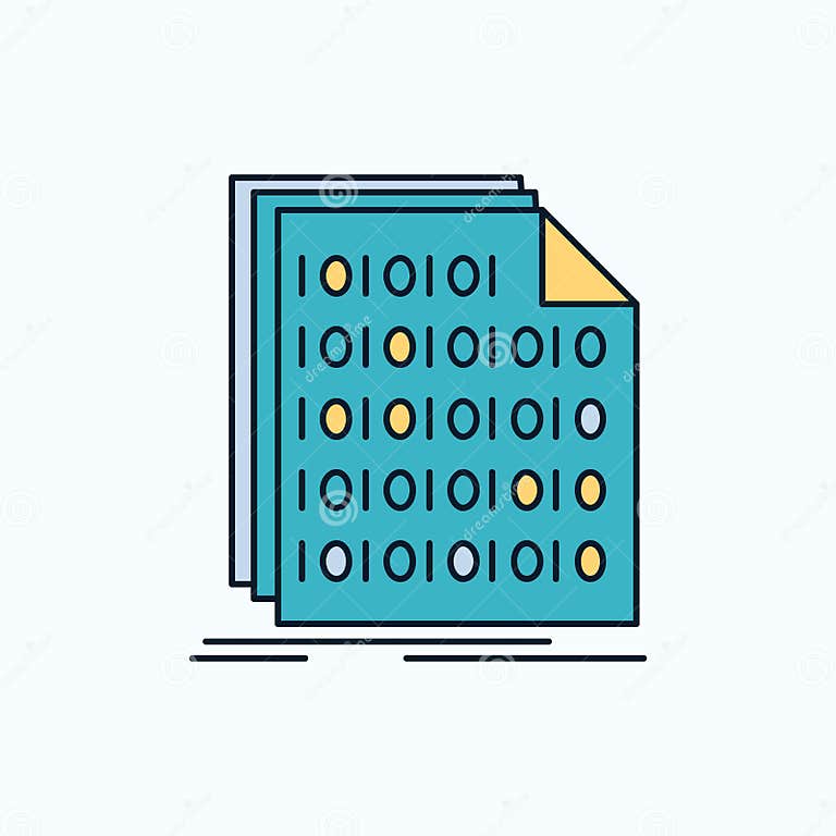 Binary, Code, Coding, Data, Document Flat Icon. Green and Yellow Sign ...