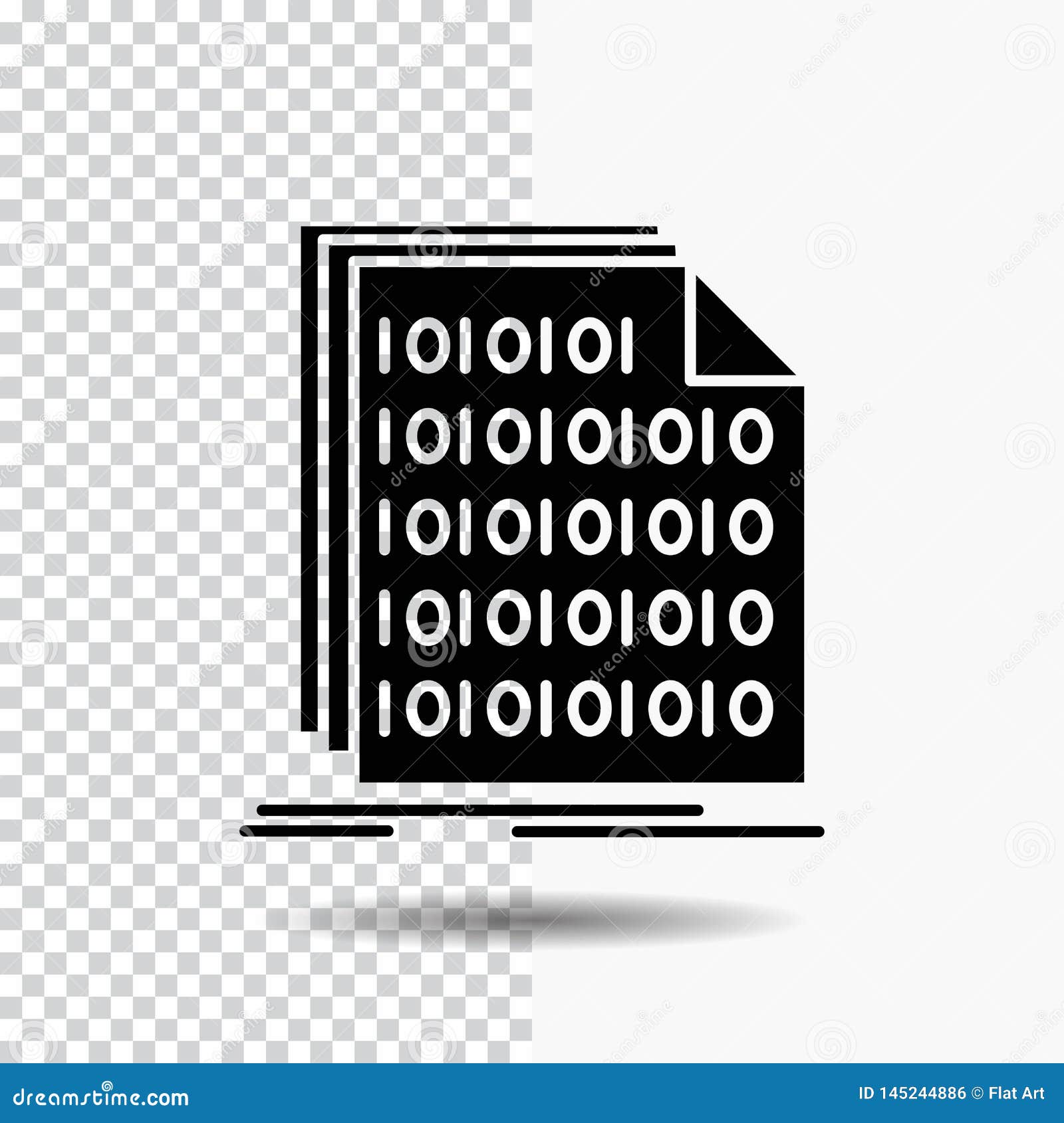 Binary, Code, Coding, Data, Document Glyph Icon on Transparent Background. Black Icon Stock ...