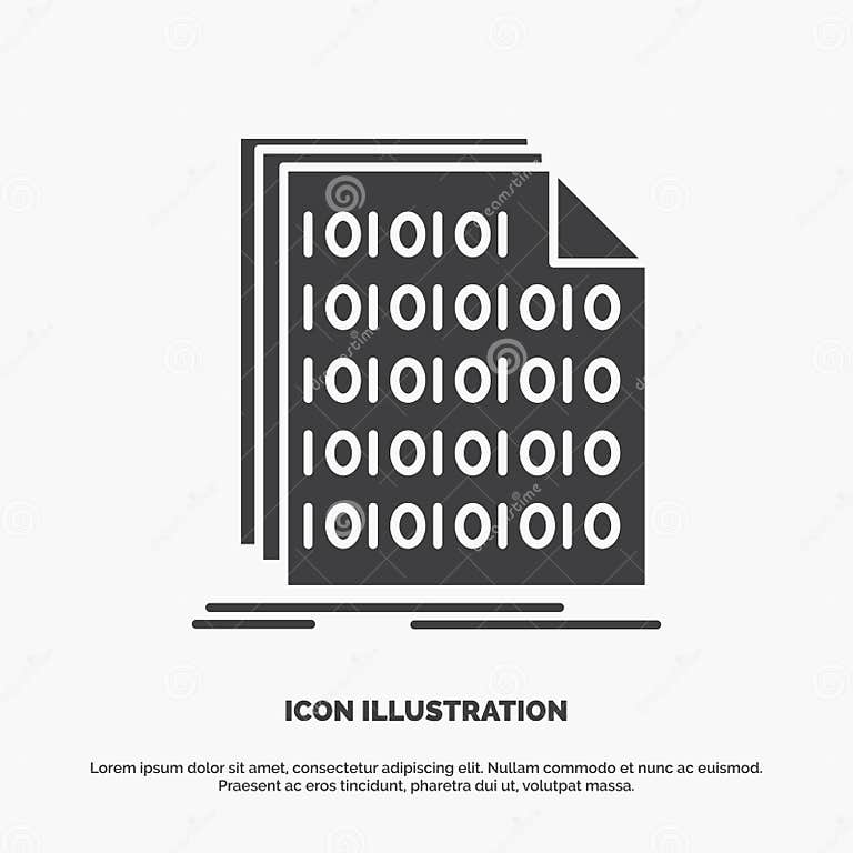 Binary Code Coding Data Document Icon Glyph Vector Gray Symbol For Ui And Ux Website Or