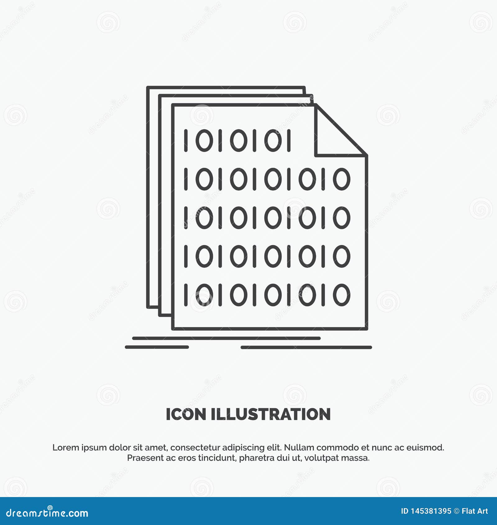 Binary Code Coding Data Document Icon Line Vector Gray Symbol For 2119