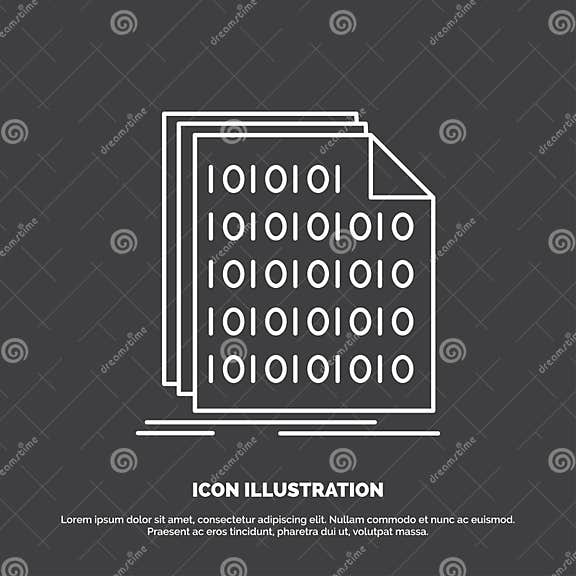 Binary Code Coding Data Document Icon Line Vector Symbol For Ui